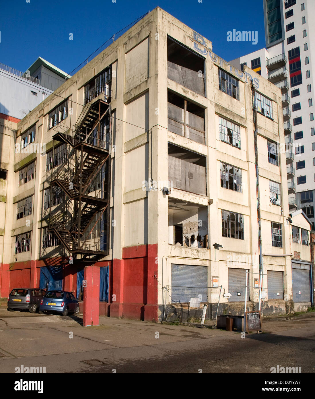 Derelict industrial building in the waterside Wet Dock area of Ipswich ...