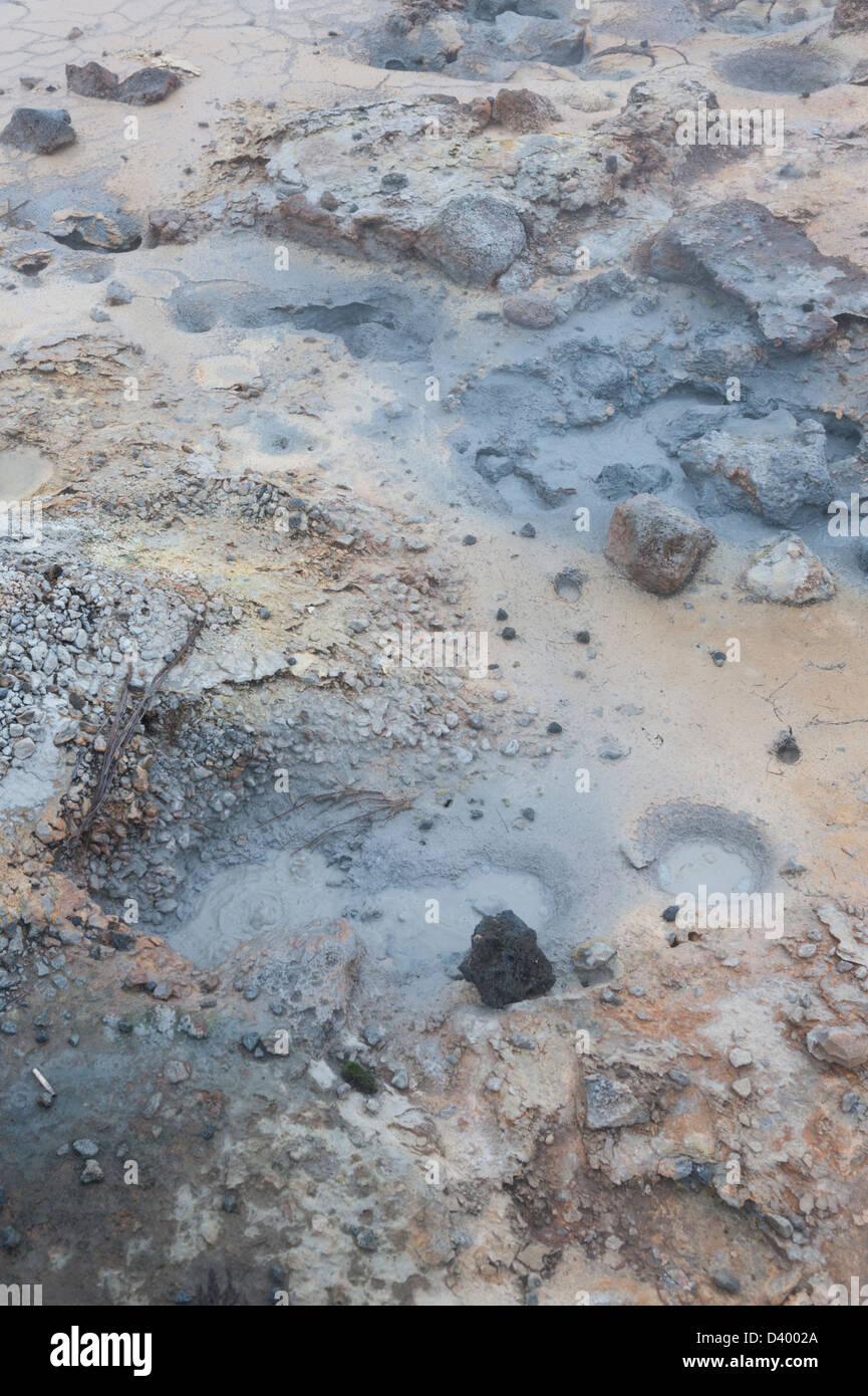 Boiling mud pool at Gunnuhver geothermal area Iceland Stock Photo - Alamy