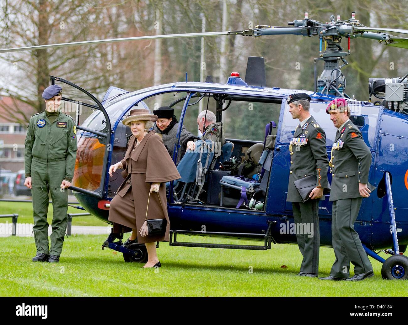 Queen Beatrix arrives in a helicopter for the 150th anniversary of ...