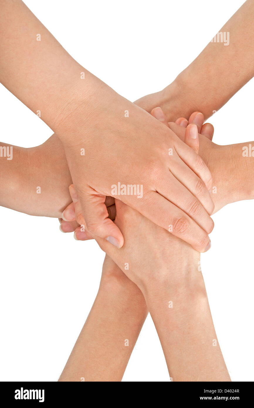 Female hands joined together, isolated on white Stock Photo - Alamy