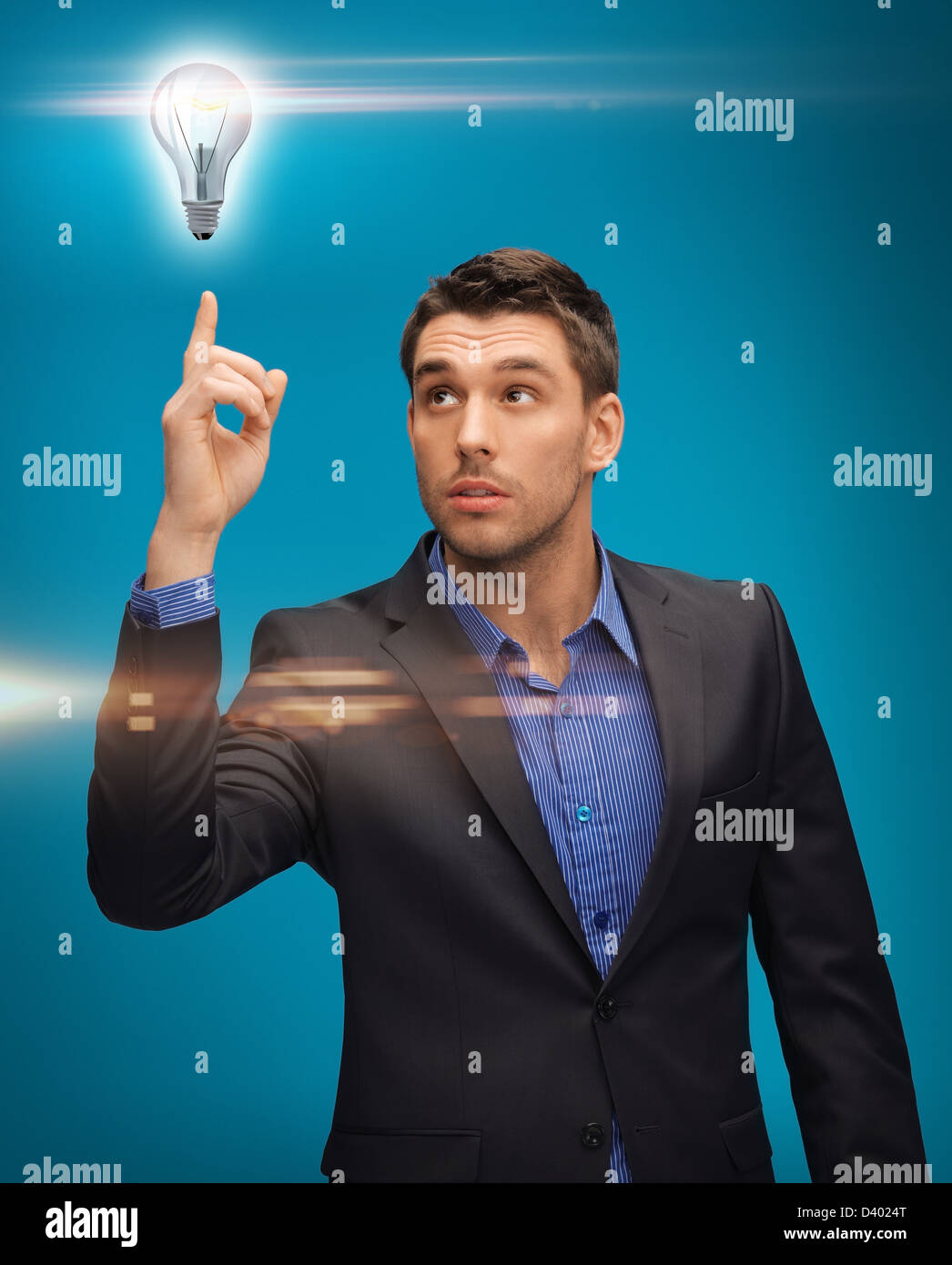 man in suit with light bulb Stock Photo - Alamy