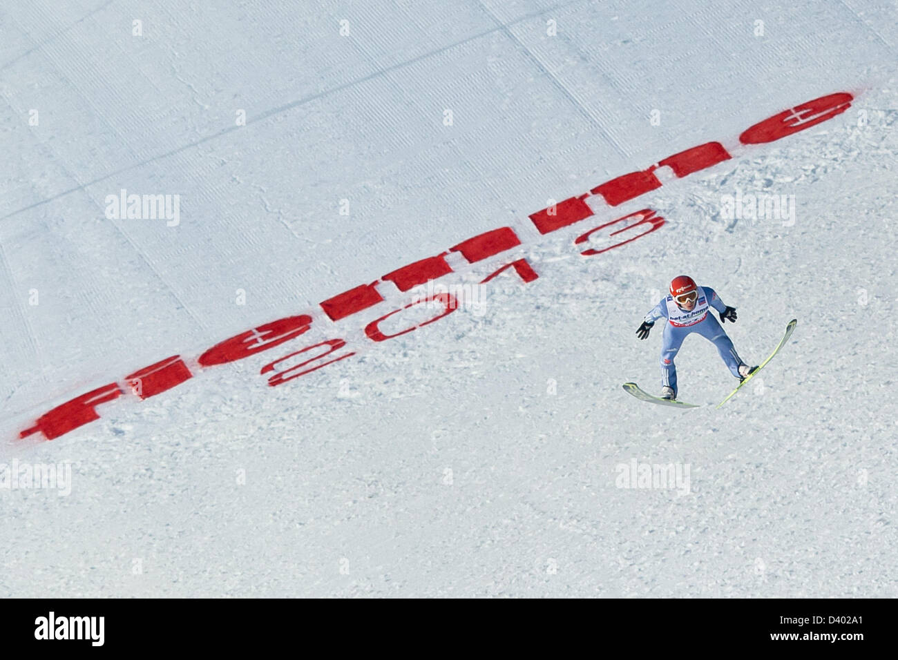 Richard Freitag of Germany soars through the air during his ...