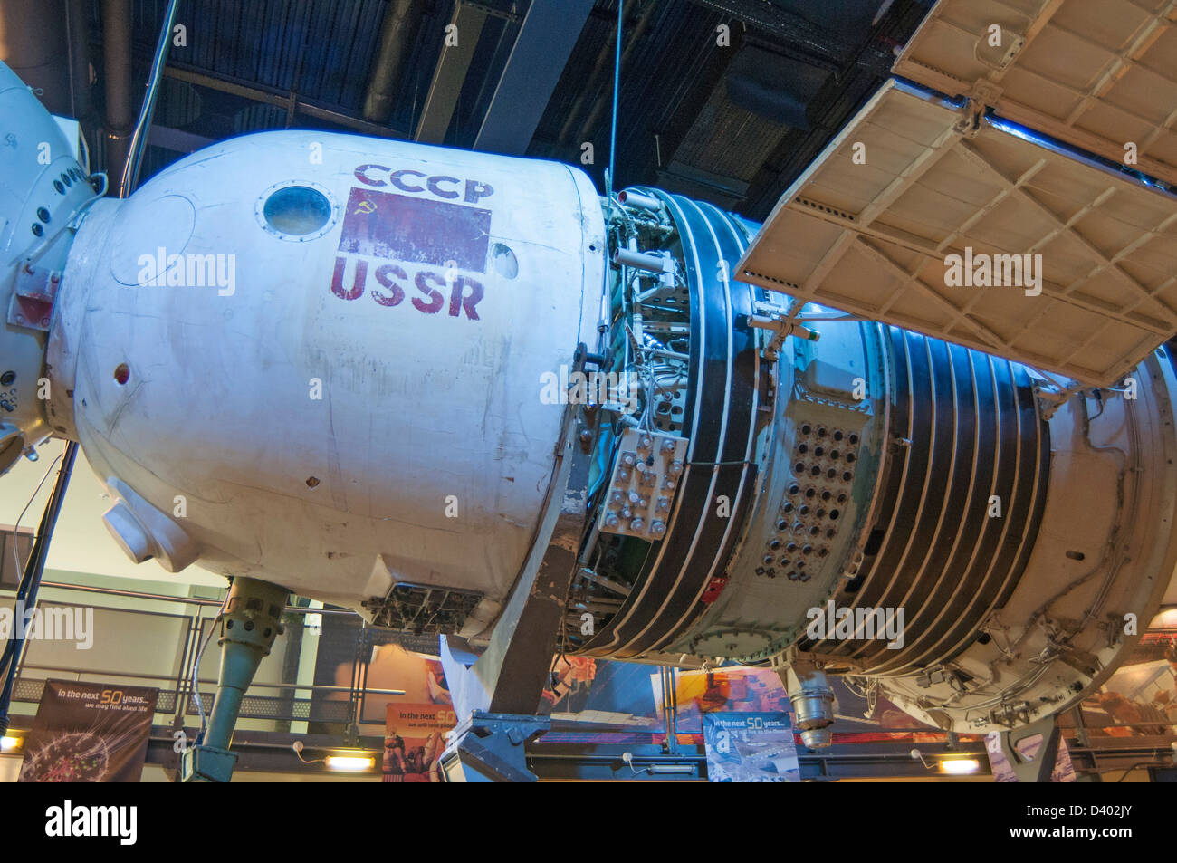 Russian Soyuz spacecraft on display inside the National Space Centre ...