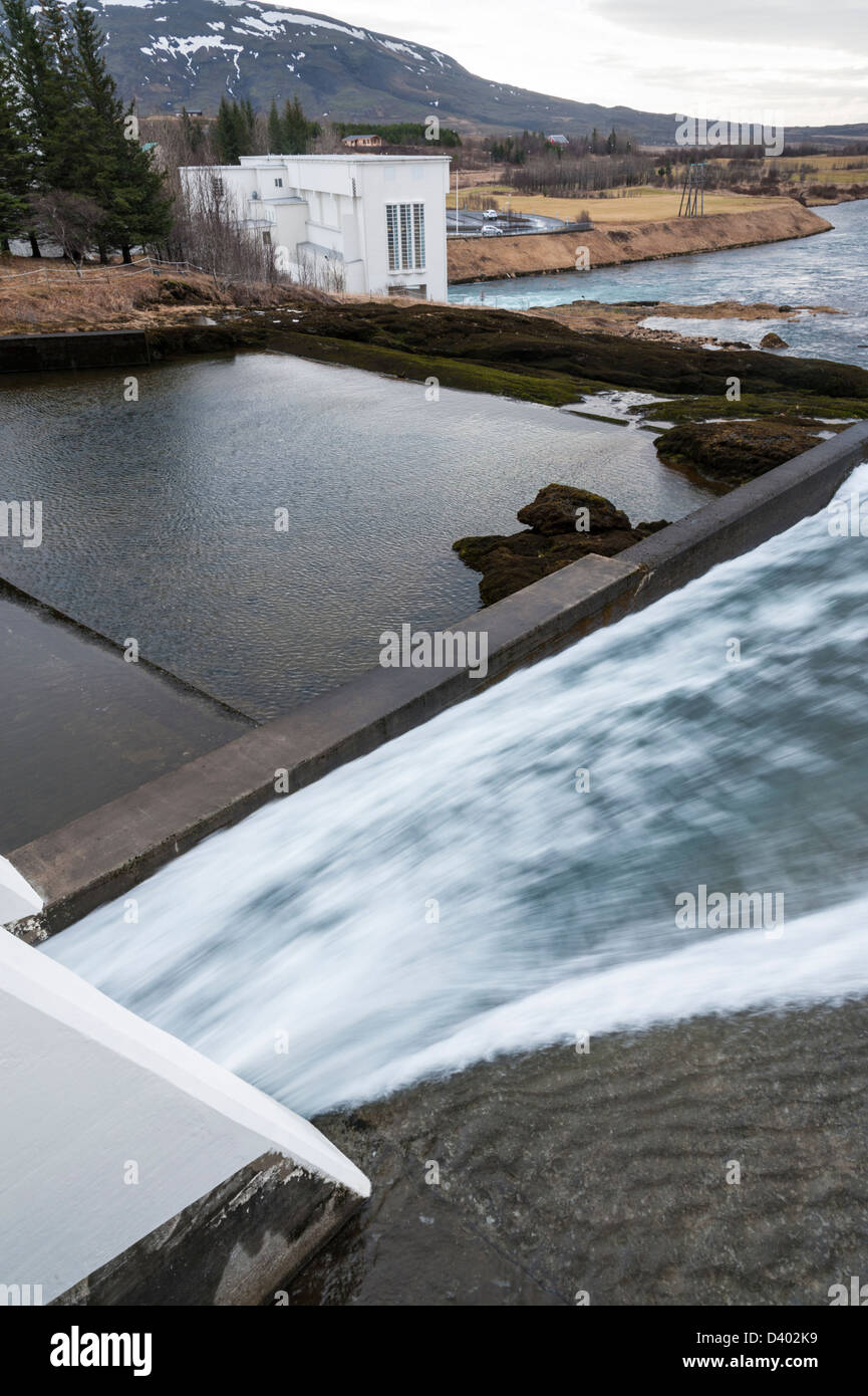 The Landsvirkjun Hydroelectric power station at Ljósafoss by Lake ...