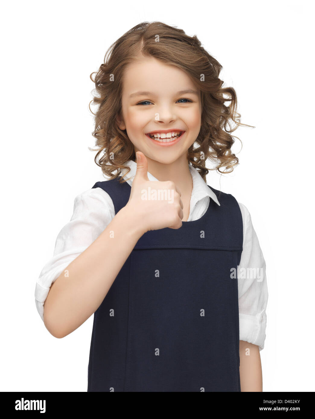 pre-teen girl showing thumbs up Stock Photo - Alamy