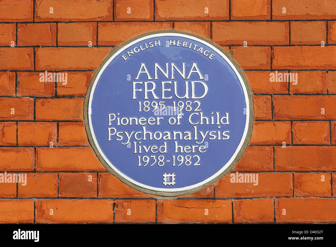 Blue plaque of Anna Freud is pictured on The Freud Museum in Hampstead ...