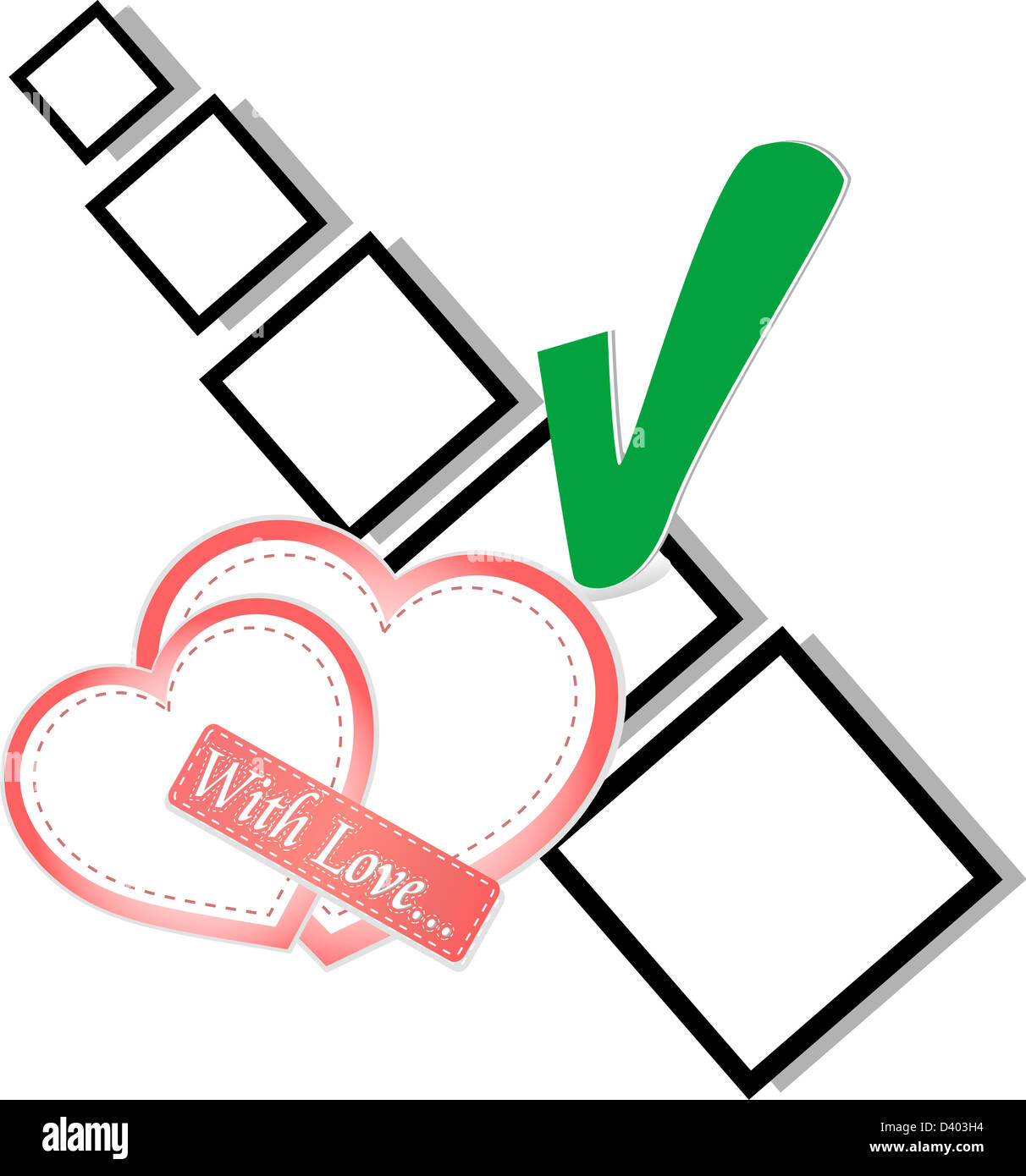 valentine hearts and check list symbol Stock Photo - Alamy