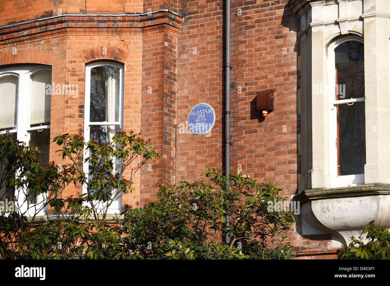 Actor Alastair Sim English Heritage Blue Plaque is pictured in ...