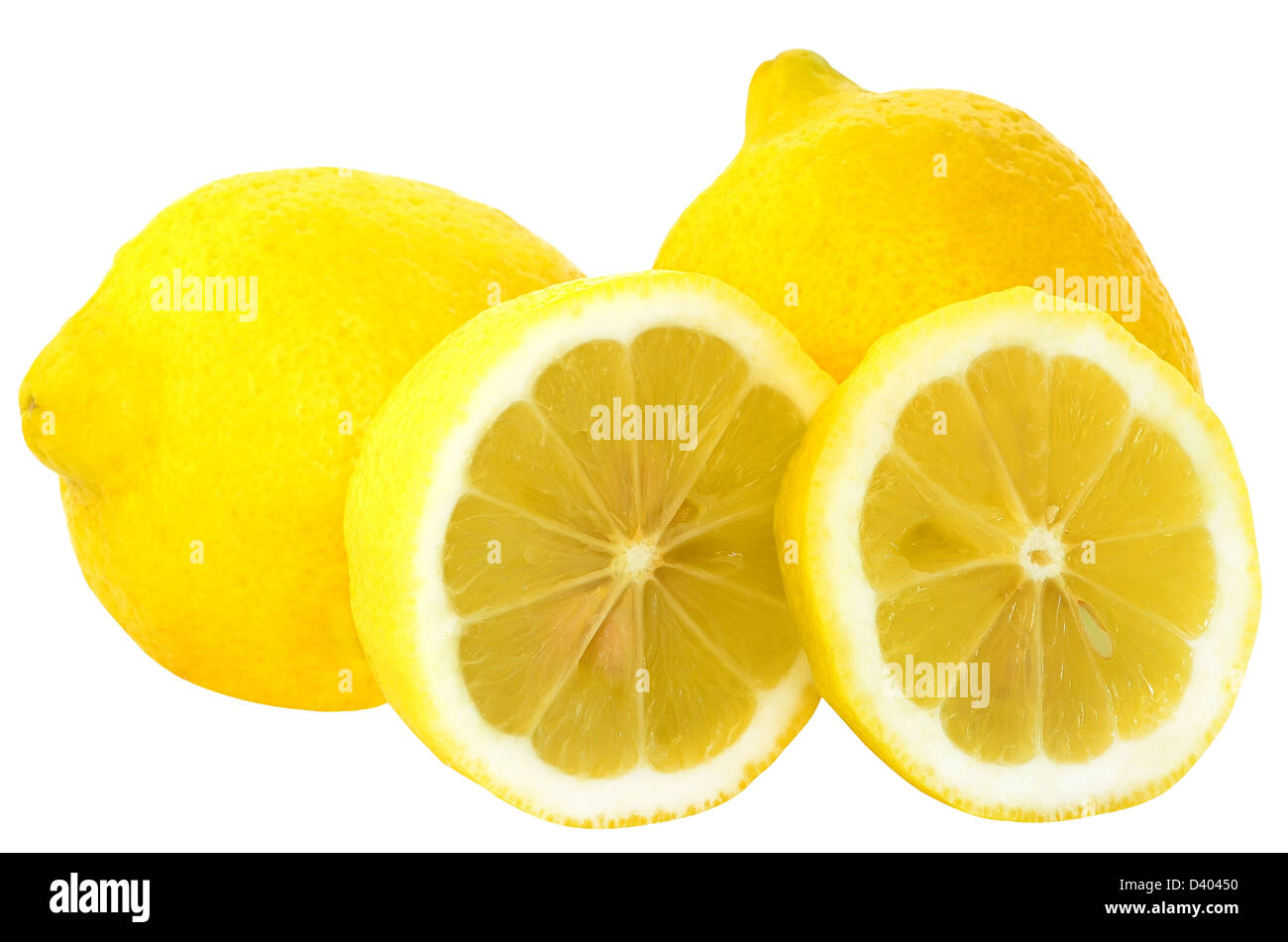 Fresh ripe lemons isolated on white background Stock Photo - Alamy