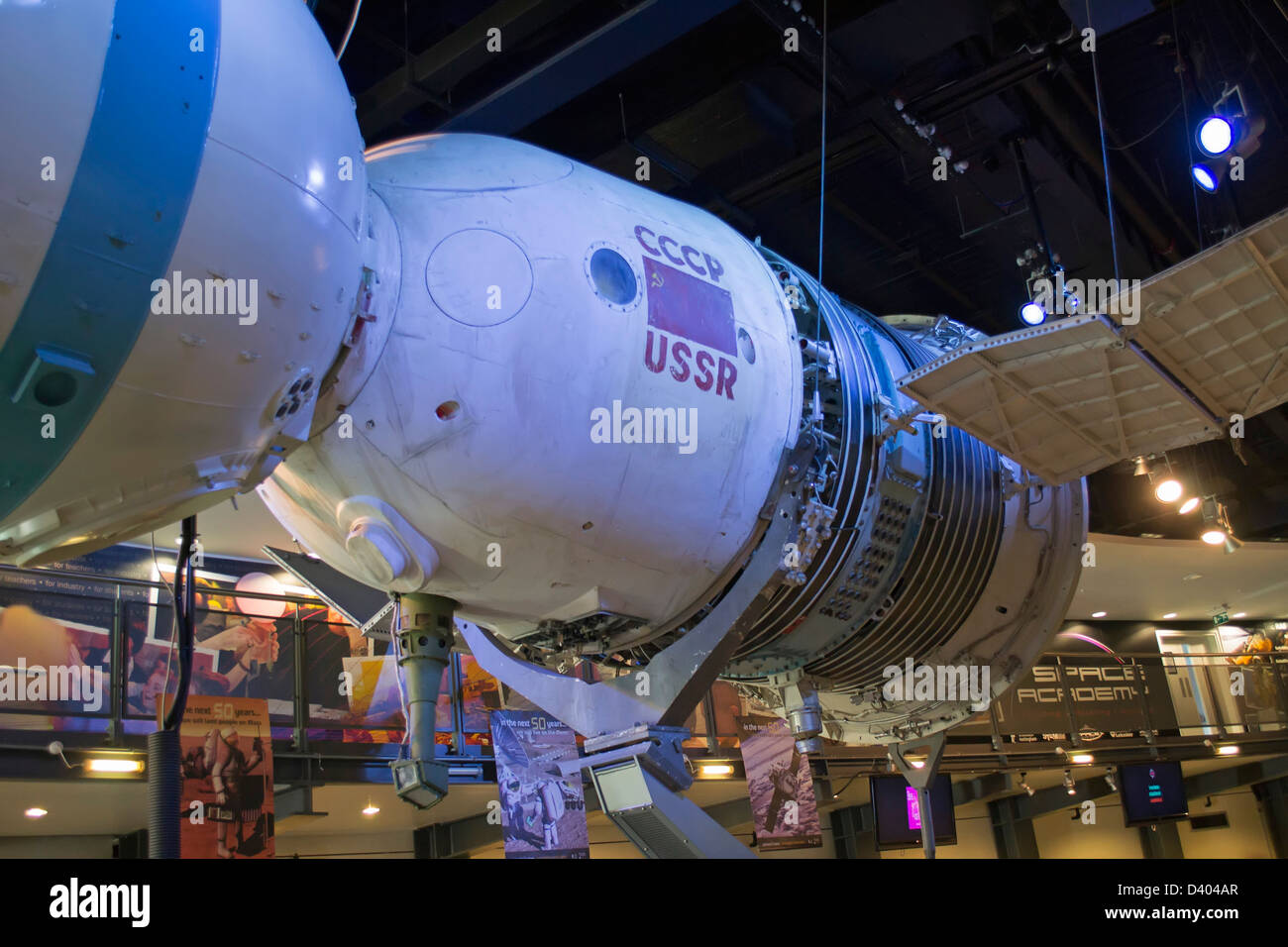 Russian Soyuz spacecraft on display inside the National Space Centre ...