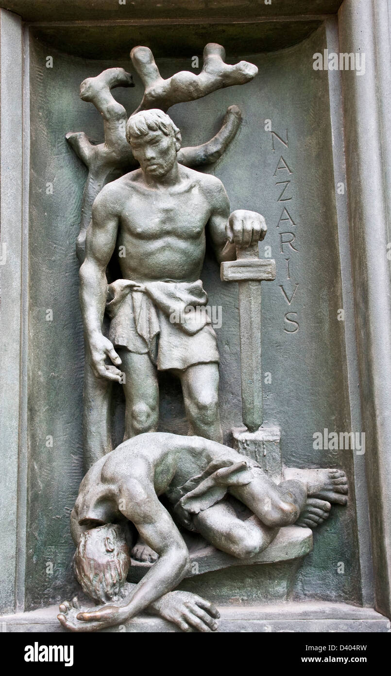 Bronze relief sculpture panel on doors Milan Cathedral Milano Lombardy ...