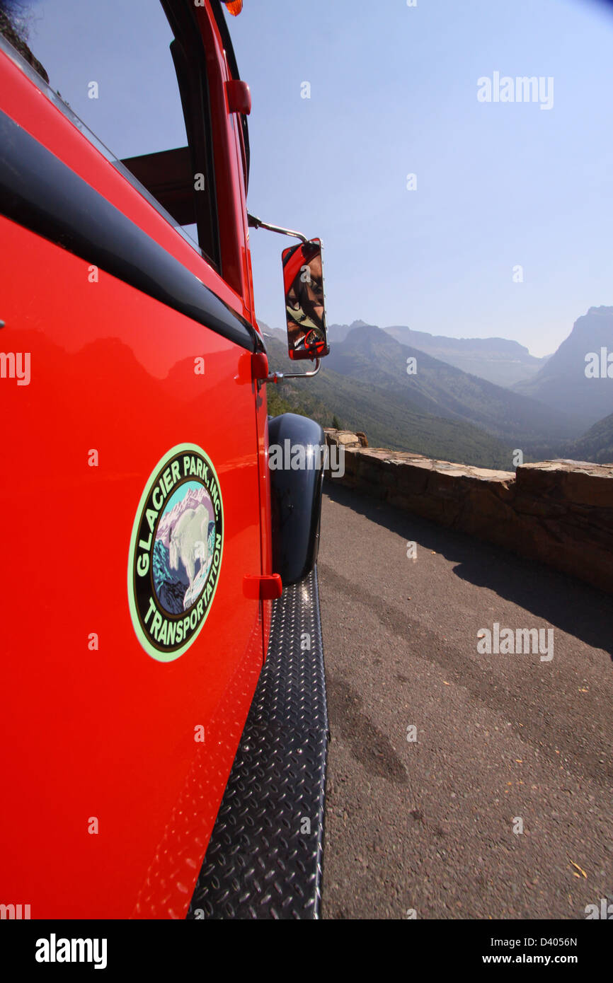 Red bus tours glacier national hi-res stock photography and images - Alamy