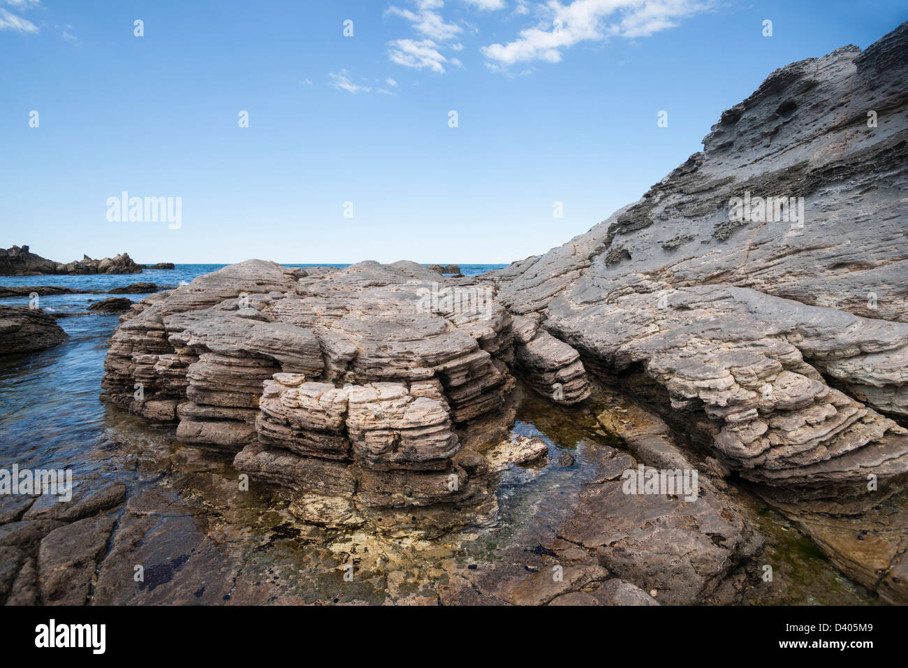 Geological formations, pancake like rocks at the base of ancient ...