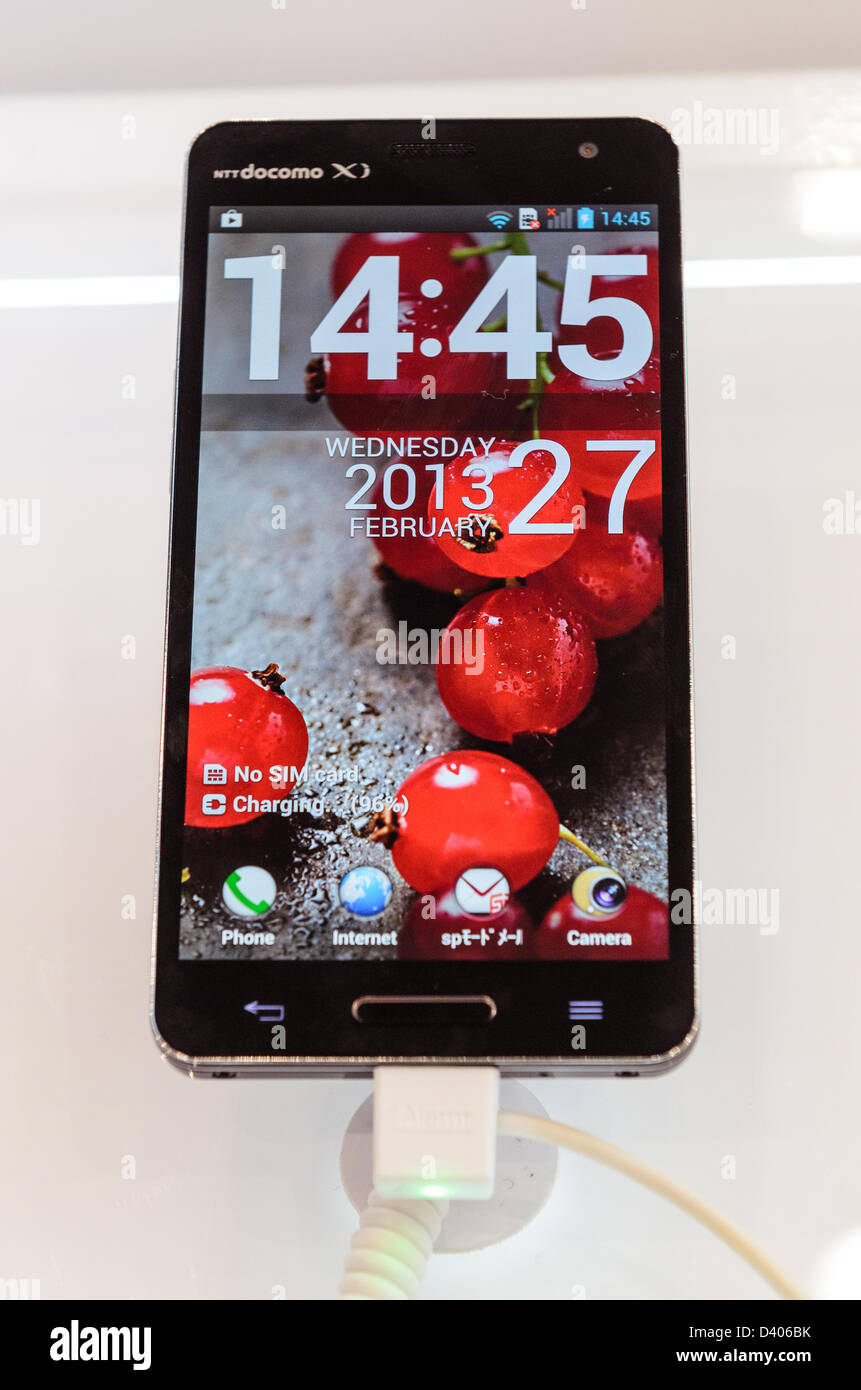 Barcelona, Spain. 27th February 2013: The LG Optimus G in it's japanese ...