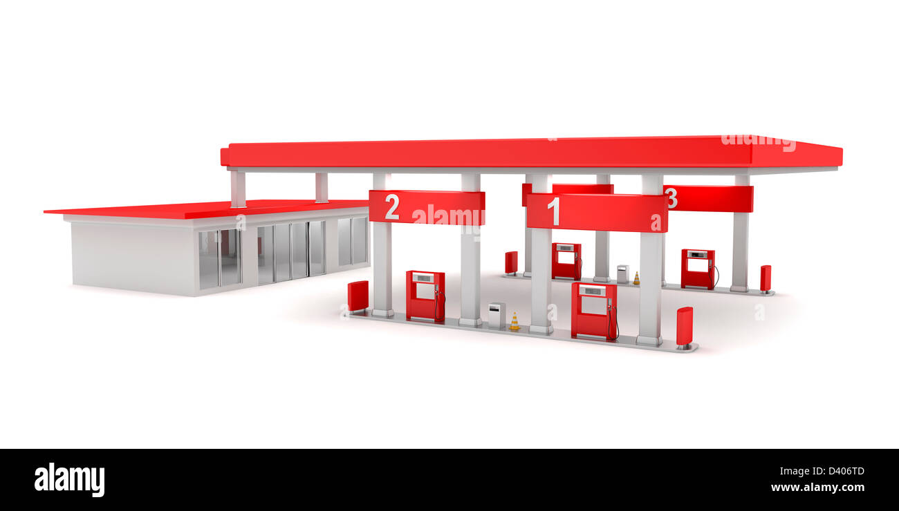 Gas station on white background Stock Photo - Alamy
