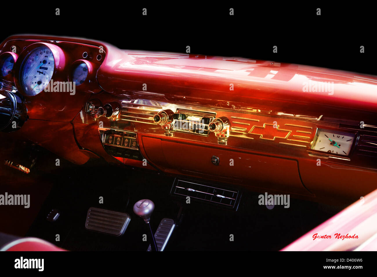 Chevy dash in red Stock Photo - Alamy