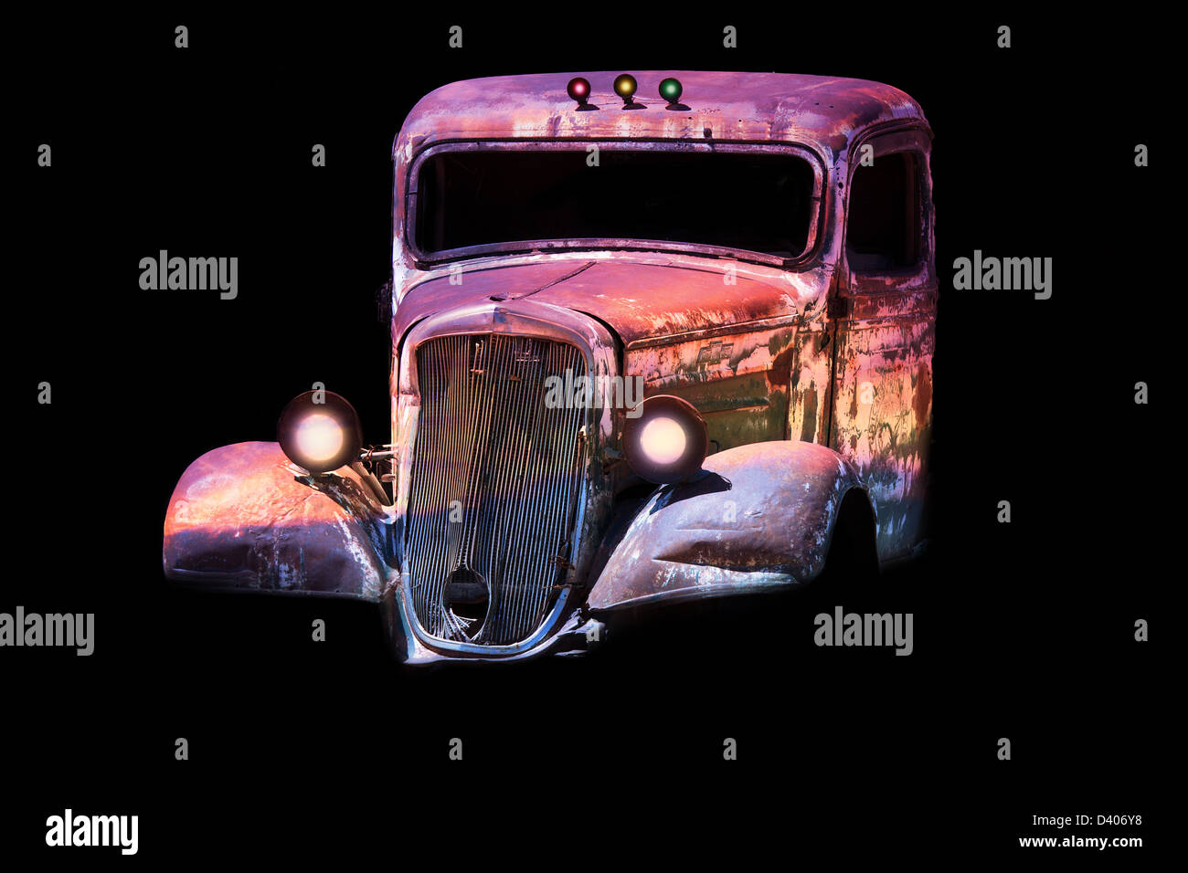 old rusty junk car in vivid colors Stock Photo - Alamy
