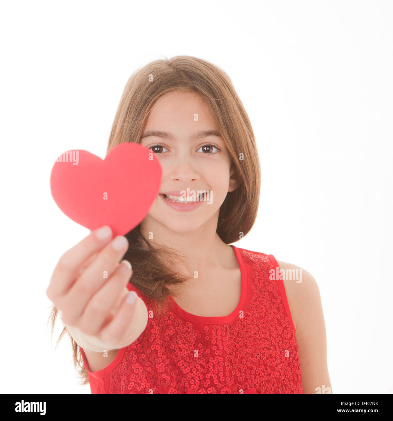 Cute teen girl holding valentine hi-res stock photography and images ...