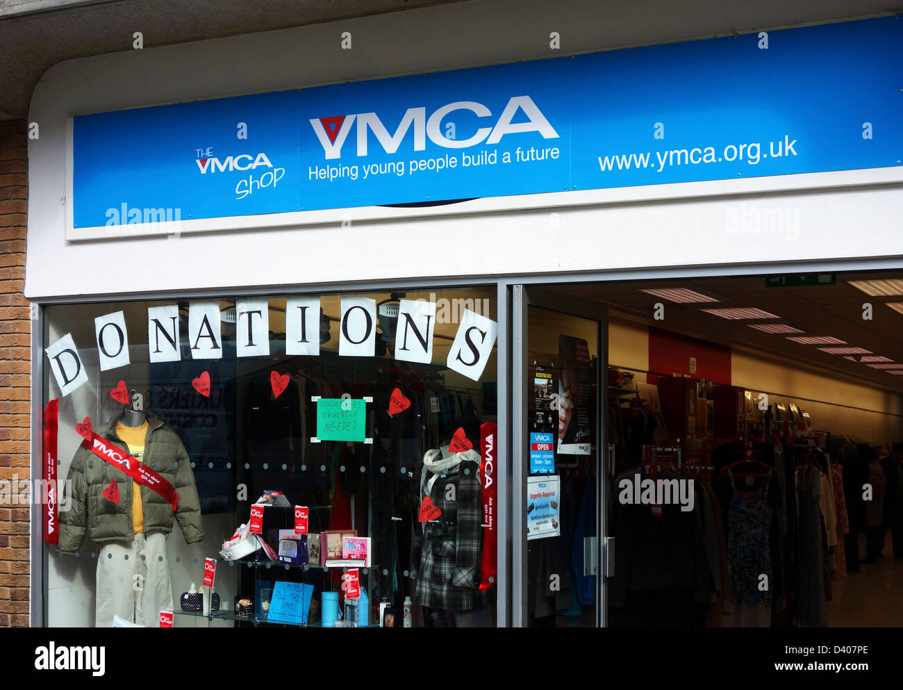 A YMCA charity shop Stock Photo - Alamy