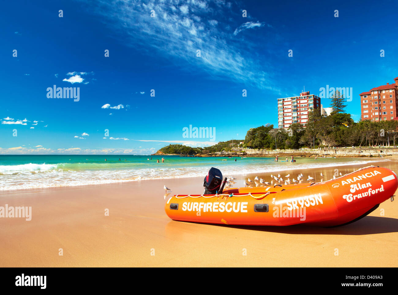 Manly surf rescue boat Stock Photo - Alamy