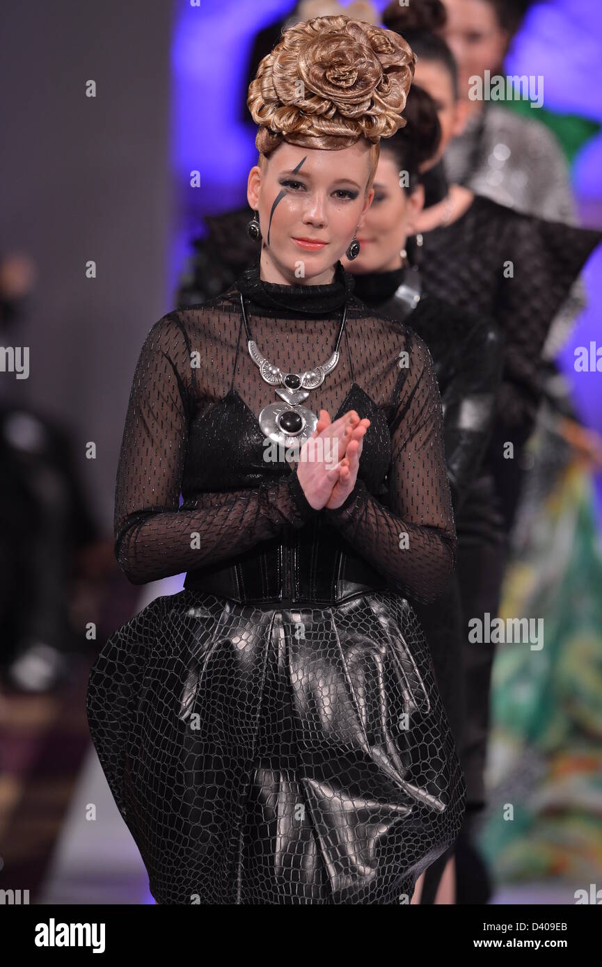 NEW YORK - FEBRUARY 15: Models walks on the Tyrell Mason fashion runway ...