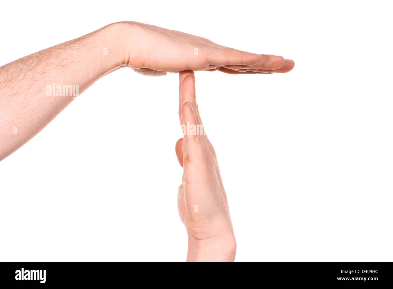 break sign with human hand on isolated background Stock Photo - Alamy