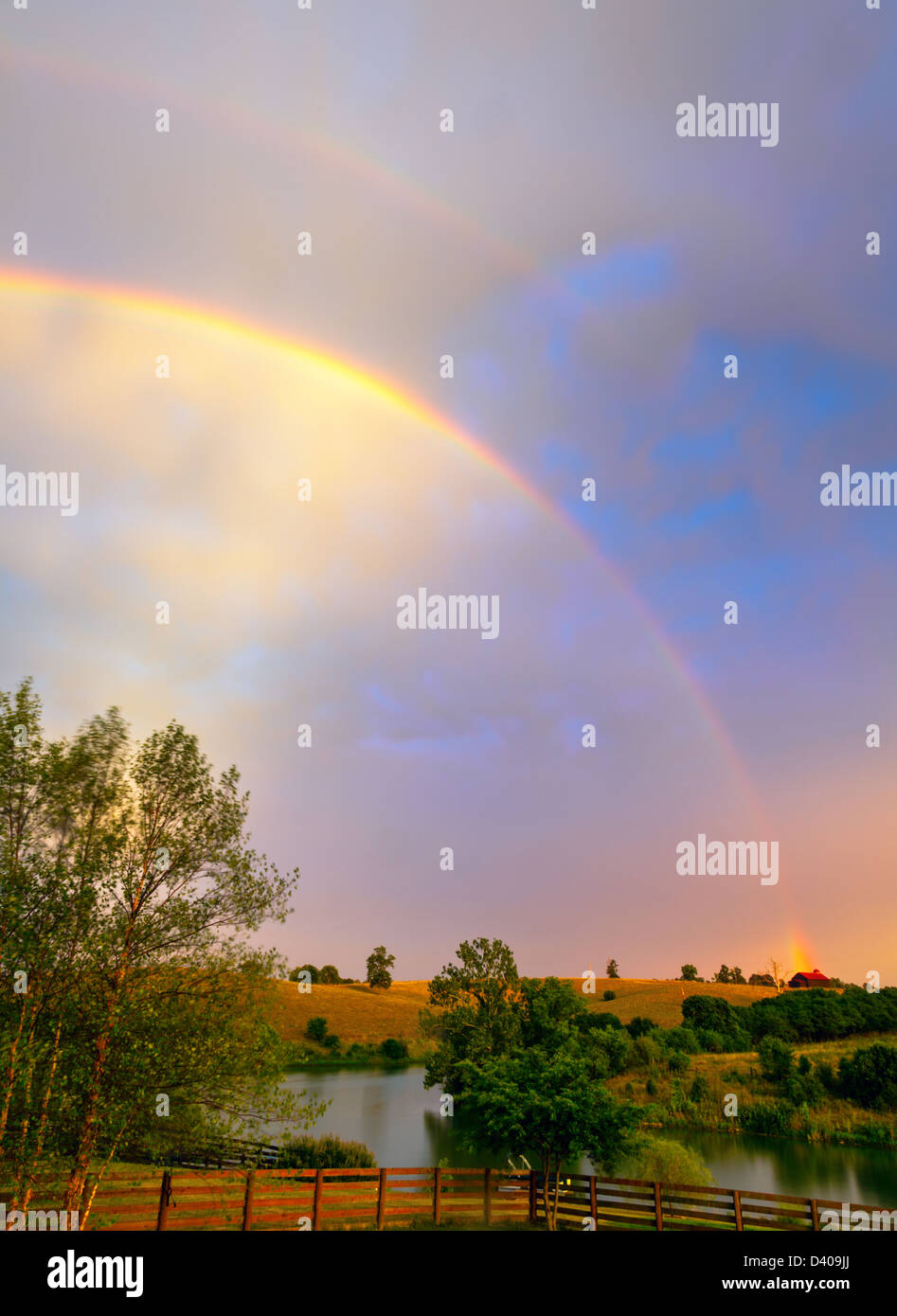 Rainbow over farmland Stock Photo - Alamy Rainbow over farmland Stock Photo - Alamy