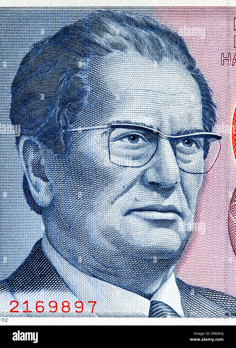 Portrait of Josip Broz Tito from 5000 Dinara banknote, Jugoslavia, 1985 ...