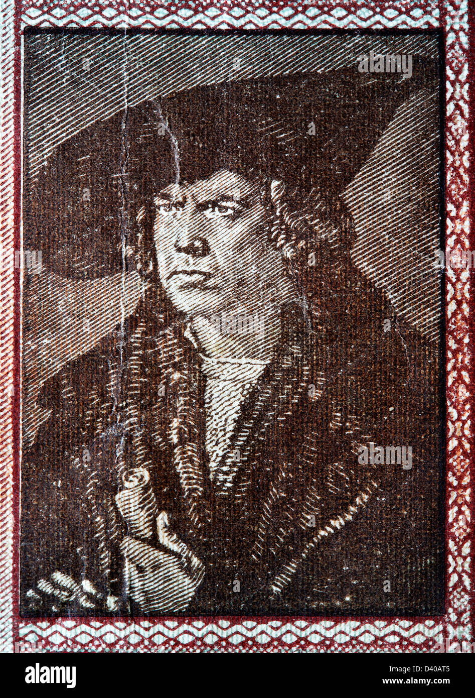 Portrait of merchant Imhof by A. Durer from 5000 Mark banknote, Germany ...