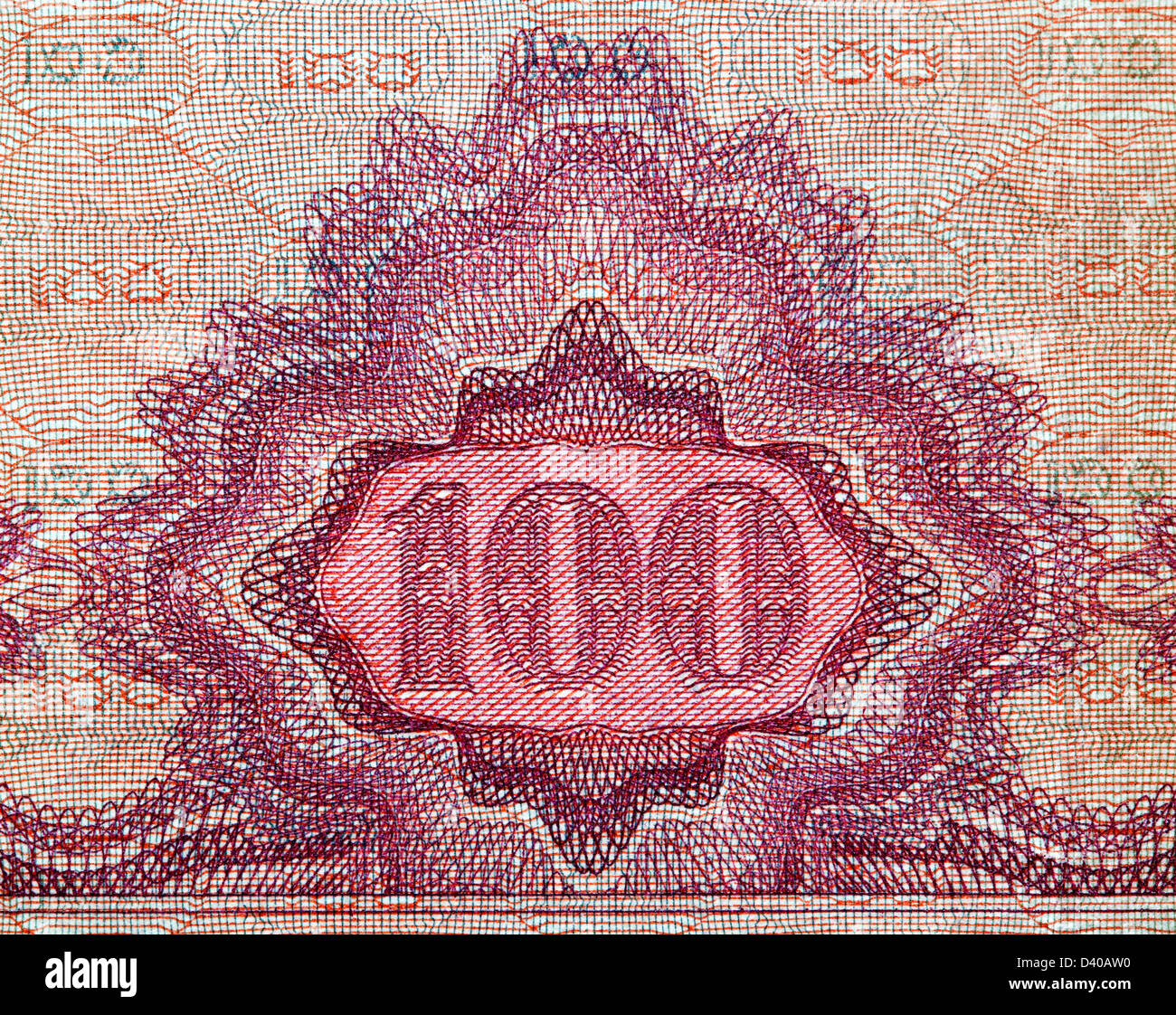 Number 100 from 100 Pengo banknote, Hungary, 1930 Stock Photo - Alamy