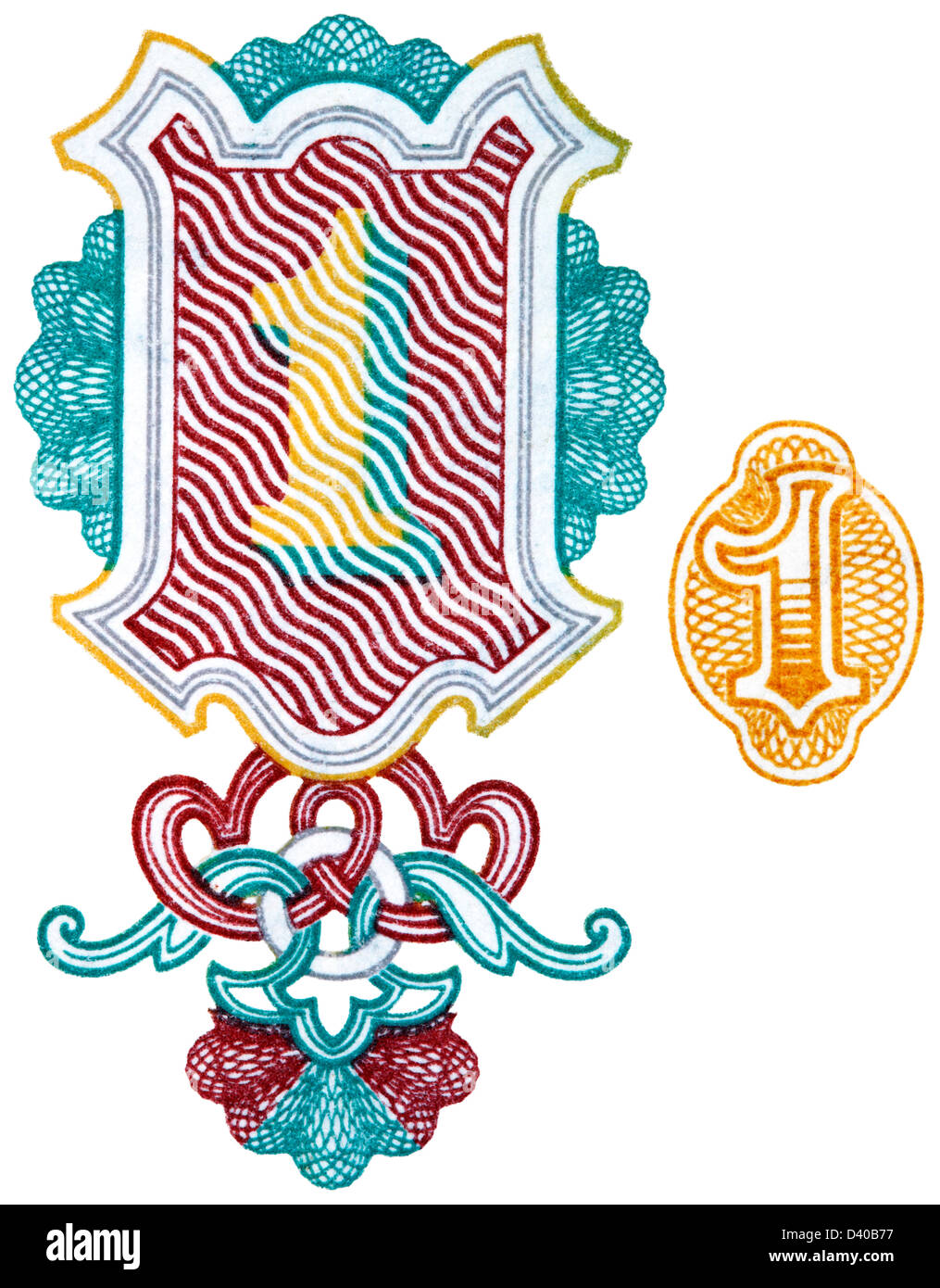 Number 1 from 1 Ruble banknote, on white background, Russia, 1961 Stock ...