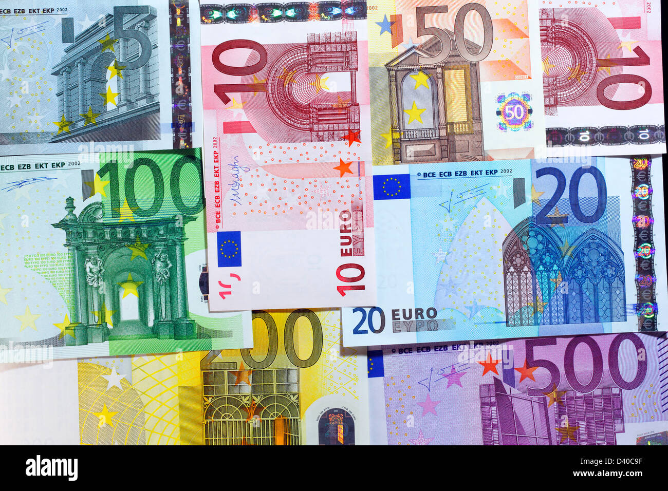 Euro banknotes of different denominations Stock Photo - Alamy