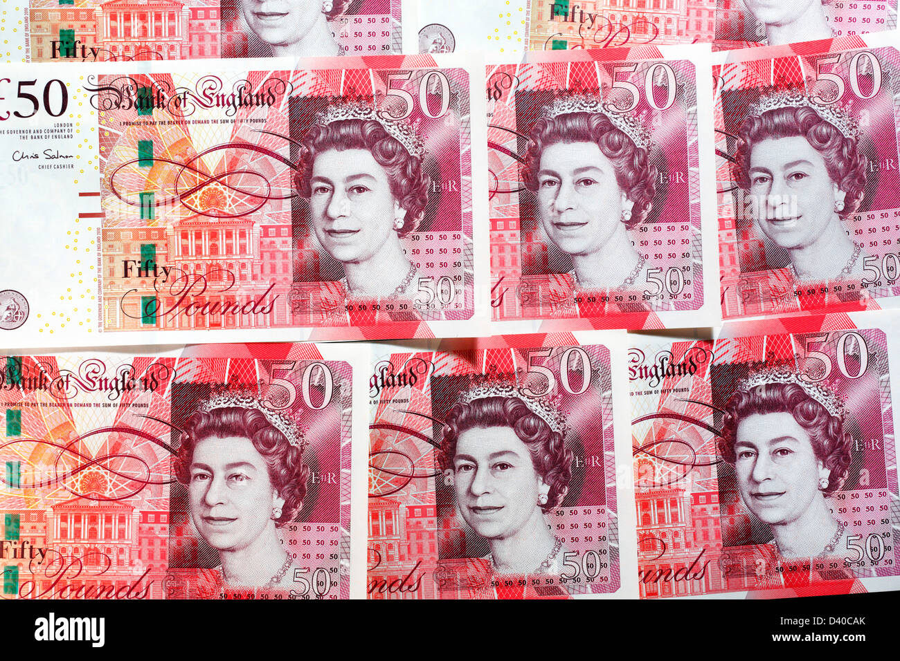 50 pound notes pile hi-res stock photography and images - Alamy