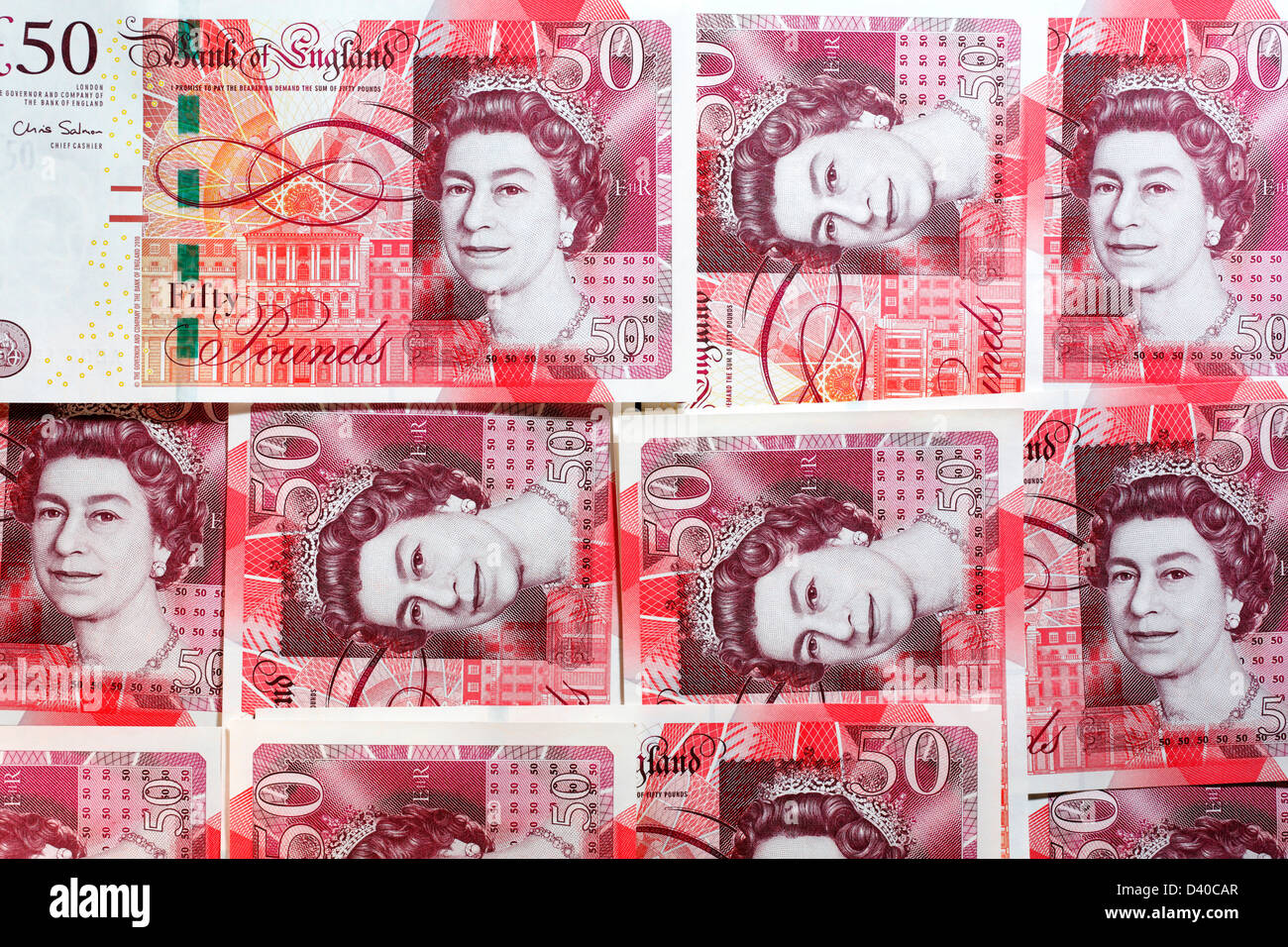 50 pound notes pile hi-res stock photography and images - Alamy