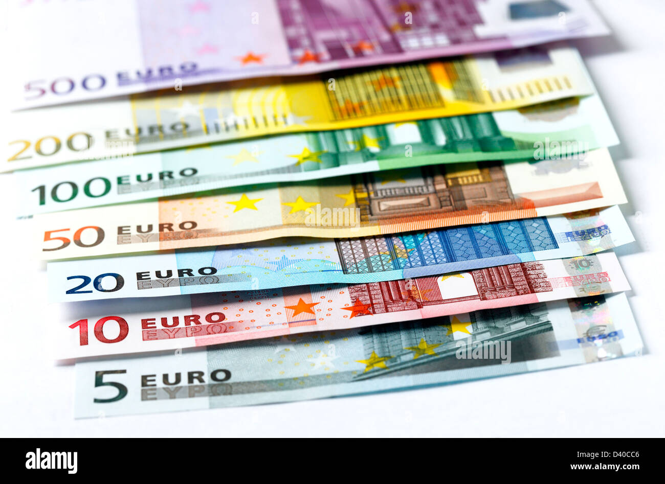 Euro banknotes of different denominations Stock Photo - Alamy