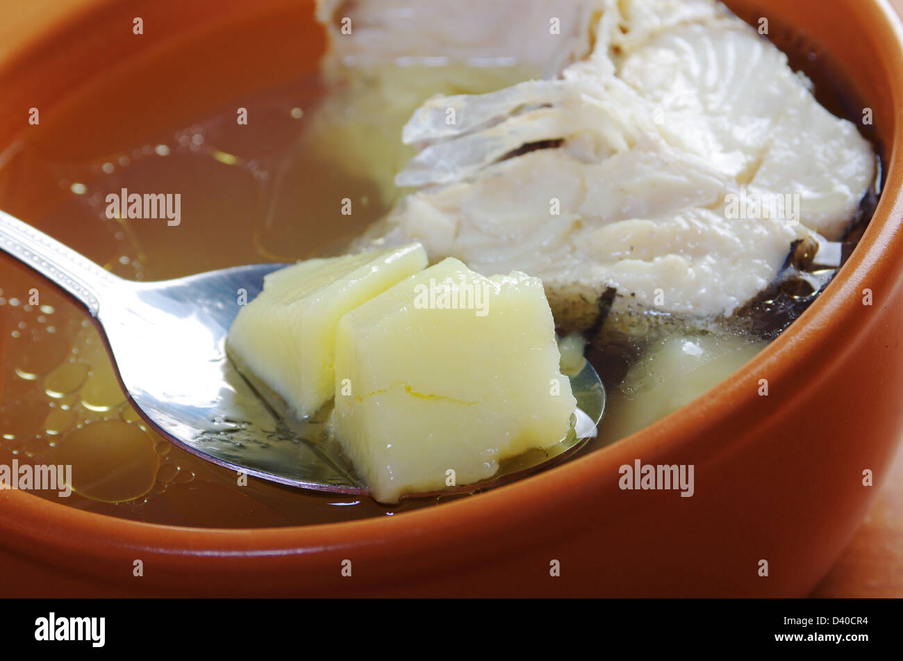 Ukha. Russian home traditional fish soup Stock Photo - Alamy