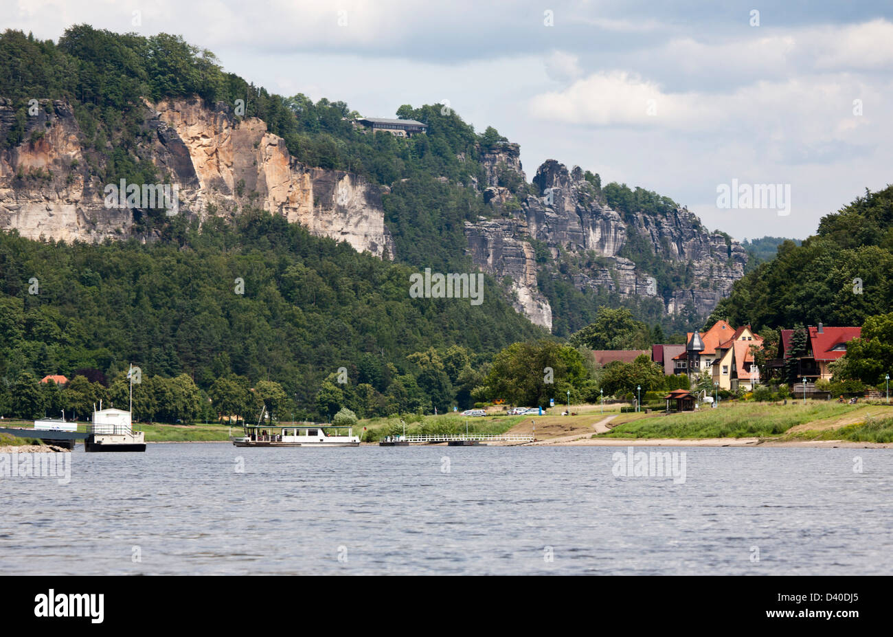 The river Elbe and the mountains in Sachsen in Germany Stock Photo - Alamy