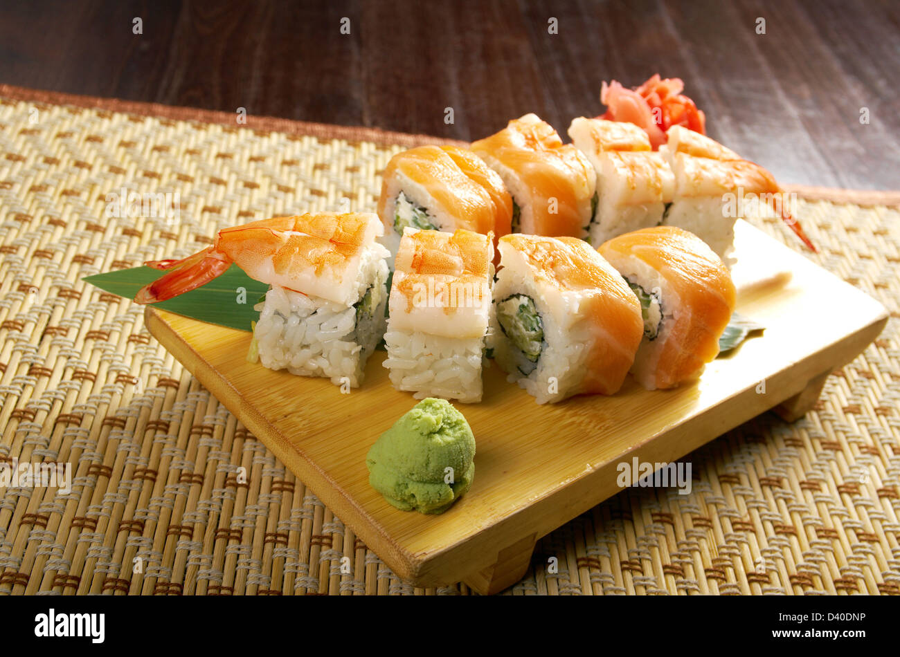 Japanese sushi traditional japanese food.Roll made of Smoked fish Stock ...