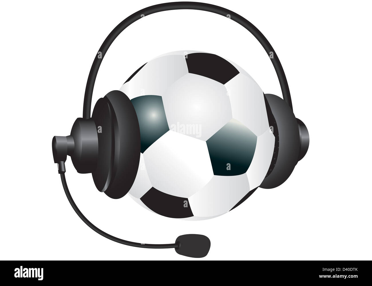 soccer ball with headphones on a white background Stock Photo - Alamy