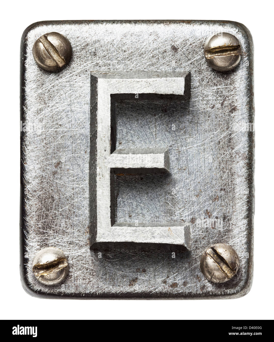 Old metal alphabet letter E Stock Photo - Alamy