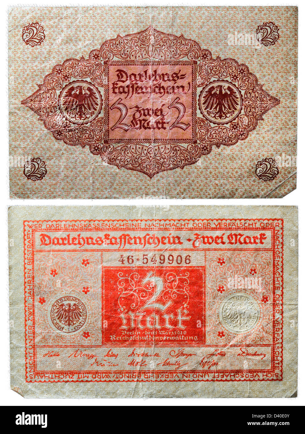 2 Mark banknote, Germany, 1920 Stock Photo - Alamy