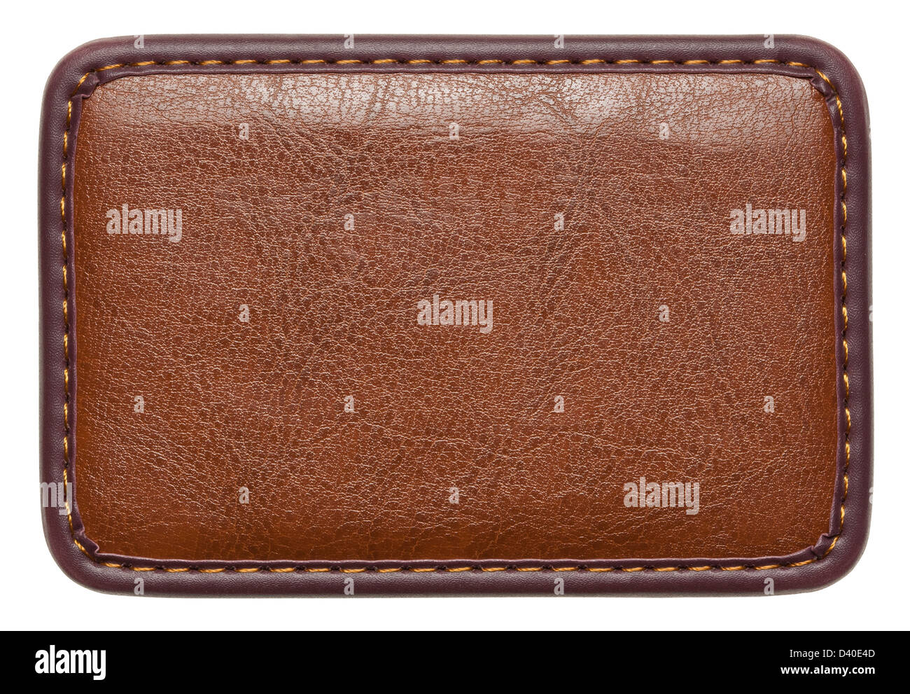 Blank leather label with stitches, isolated Stock Photo - Alamy