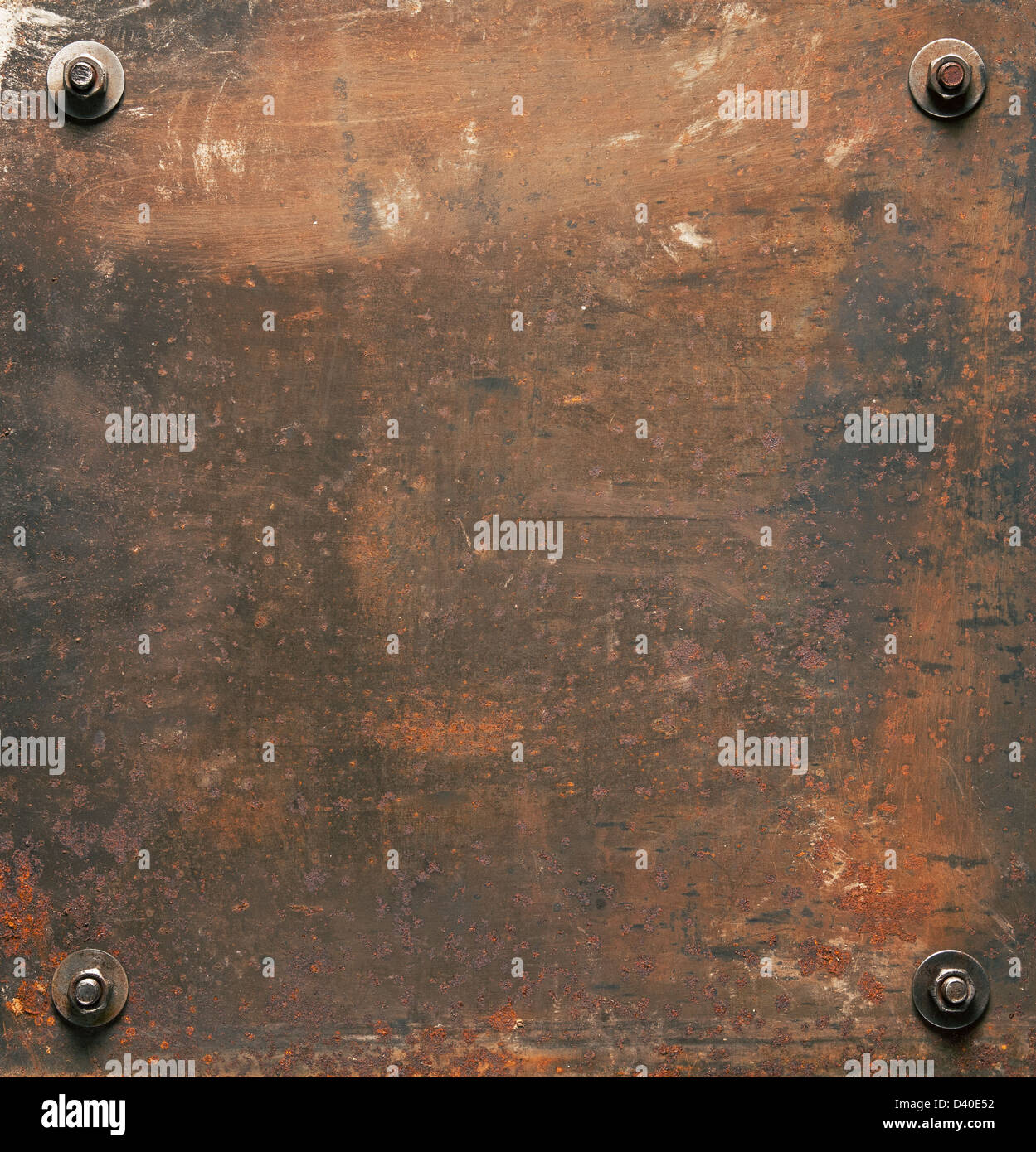 Rusty metal plate texture with bolts Stock Photo - Alamy