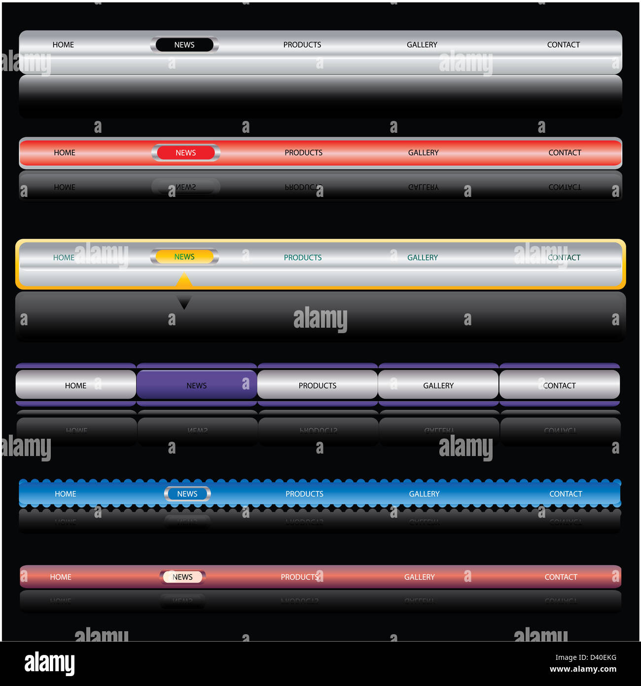 Editable Website Navigation Templates on Black - Vector Stock Photo - Alamy