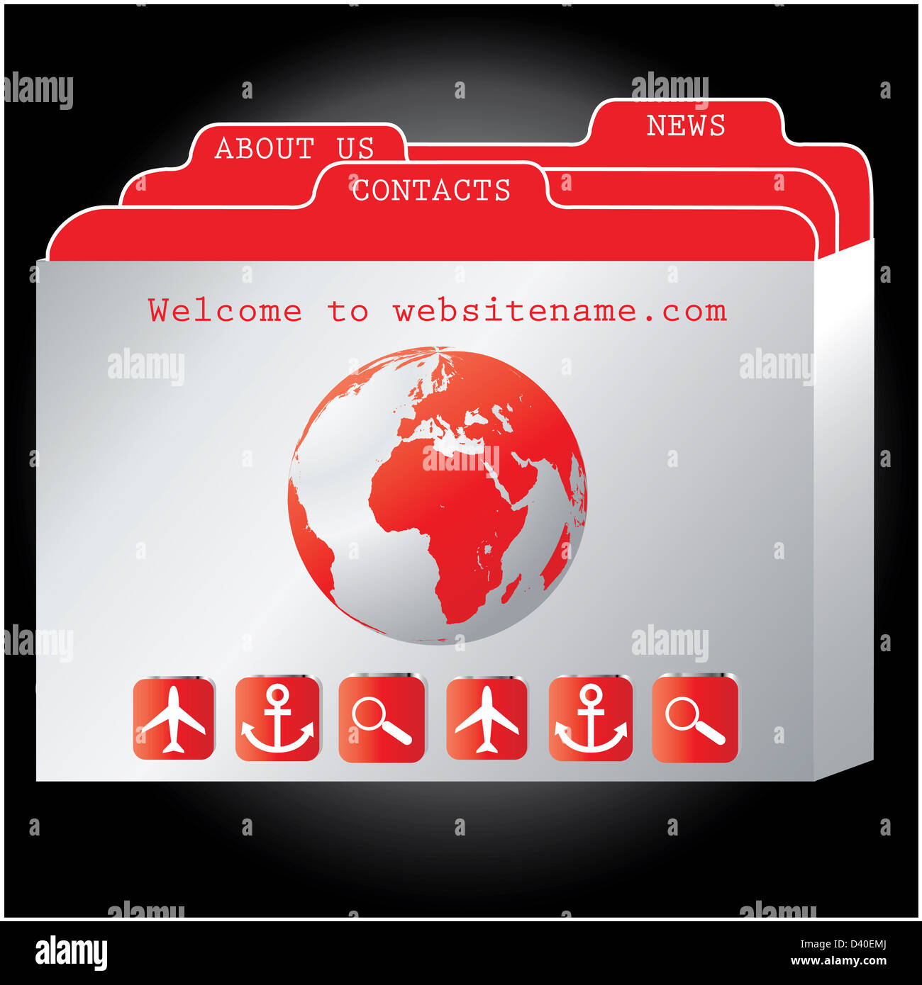 red website design template, vector Stock Photo - Alamy