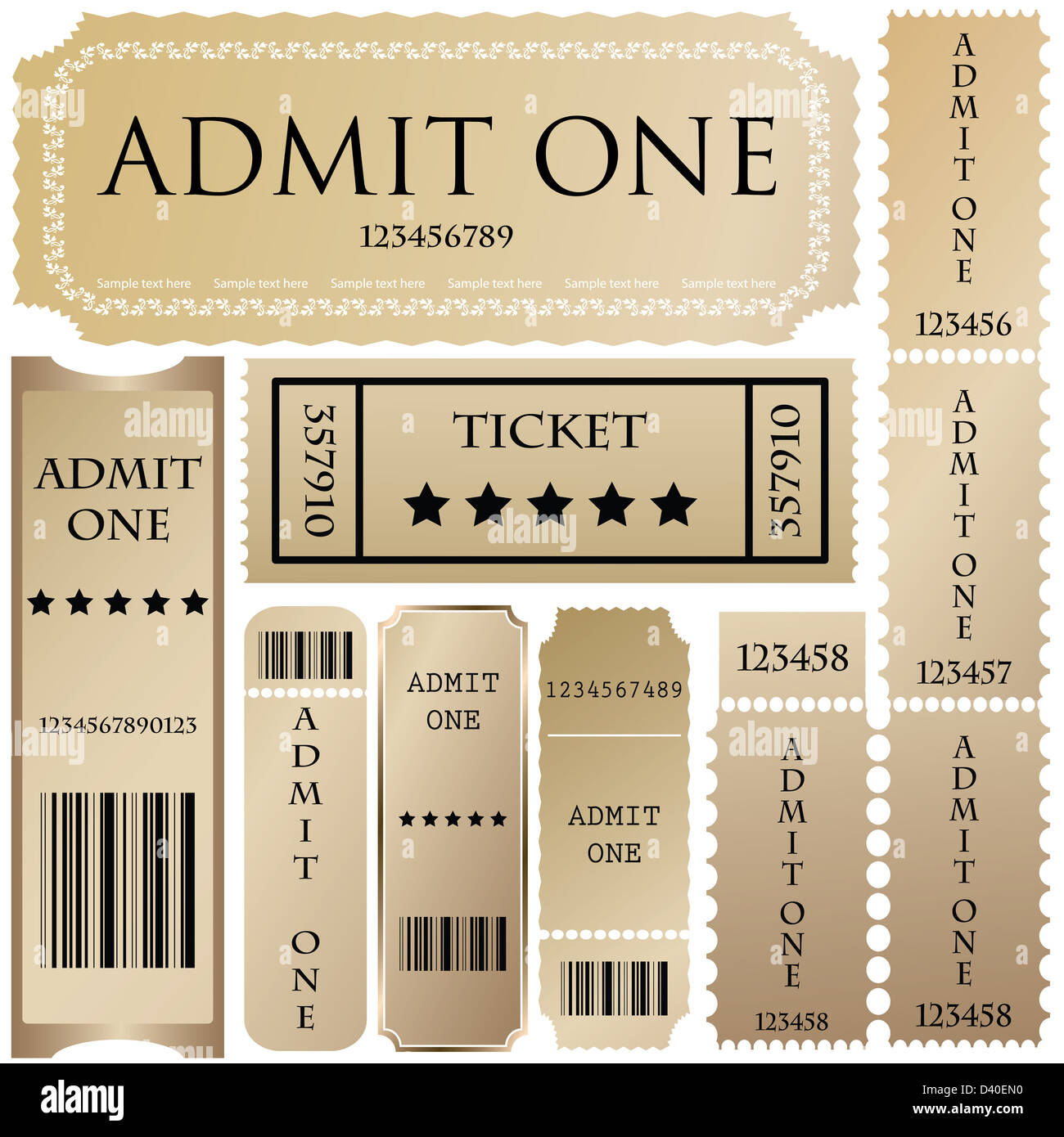 vector set: tickets in different styles Stock Photo - Alamy