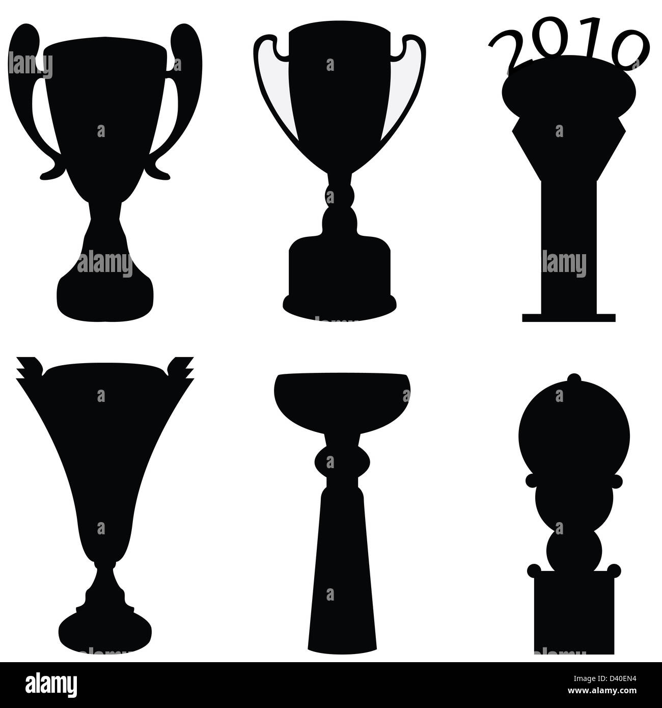 black vector - collection of trophies Stock Photo - Alamy