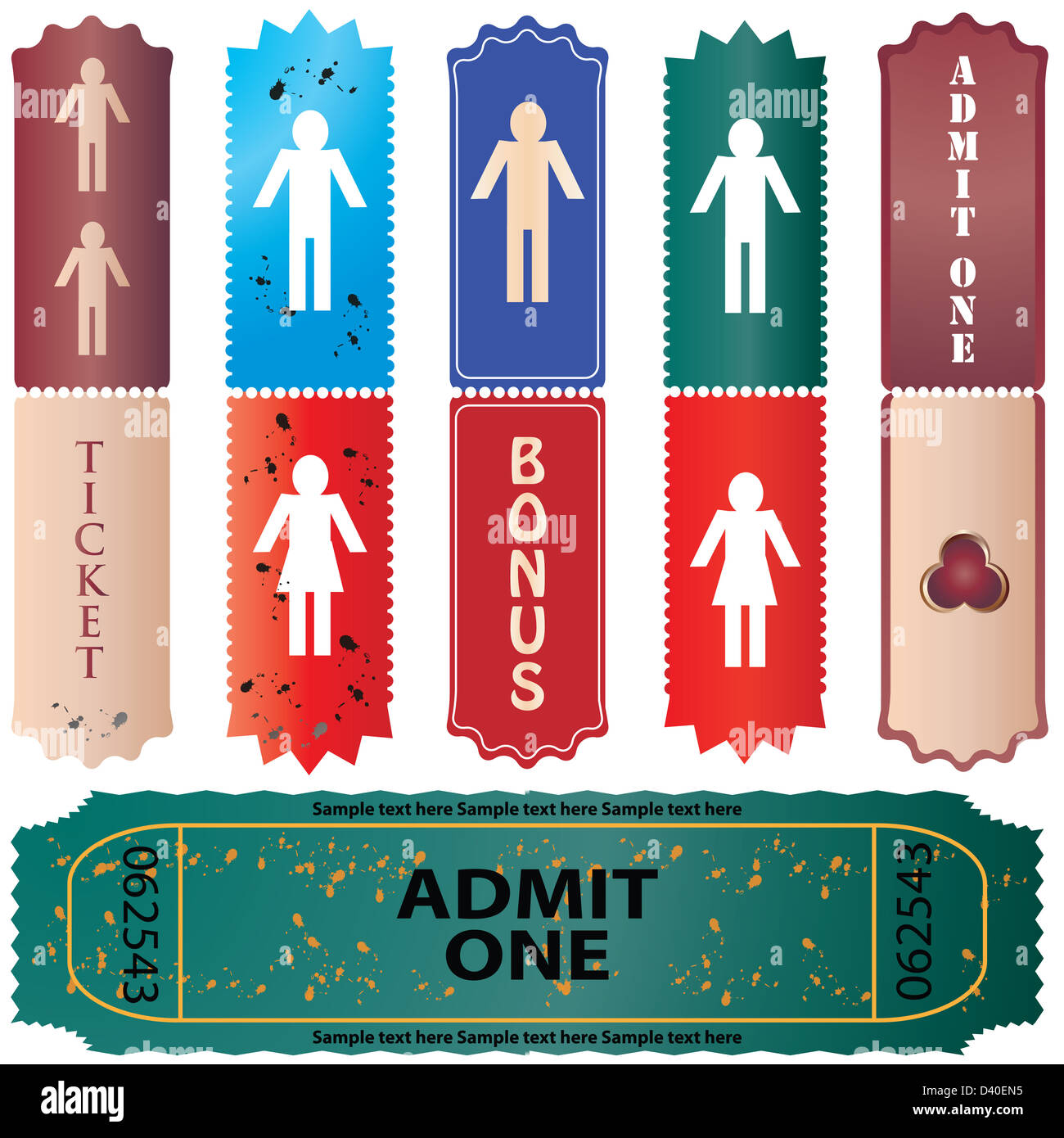 admit one ticket - colored vector Stock Photo - Alamy