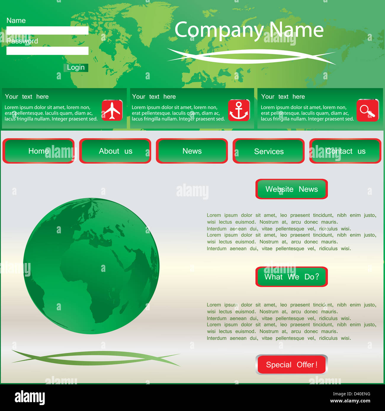 Green vector web site design template Stock Photo - Alamy