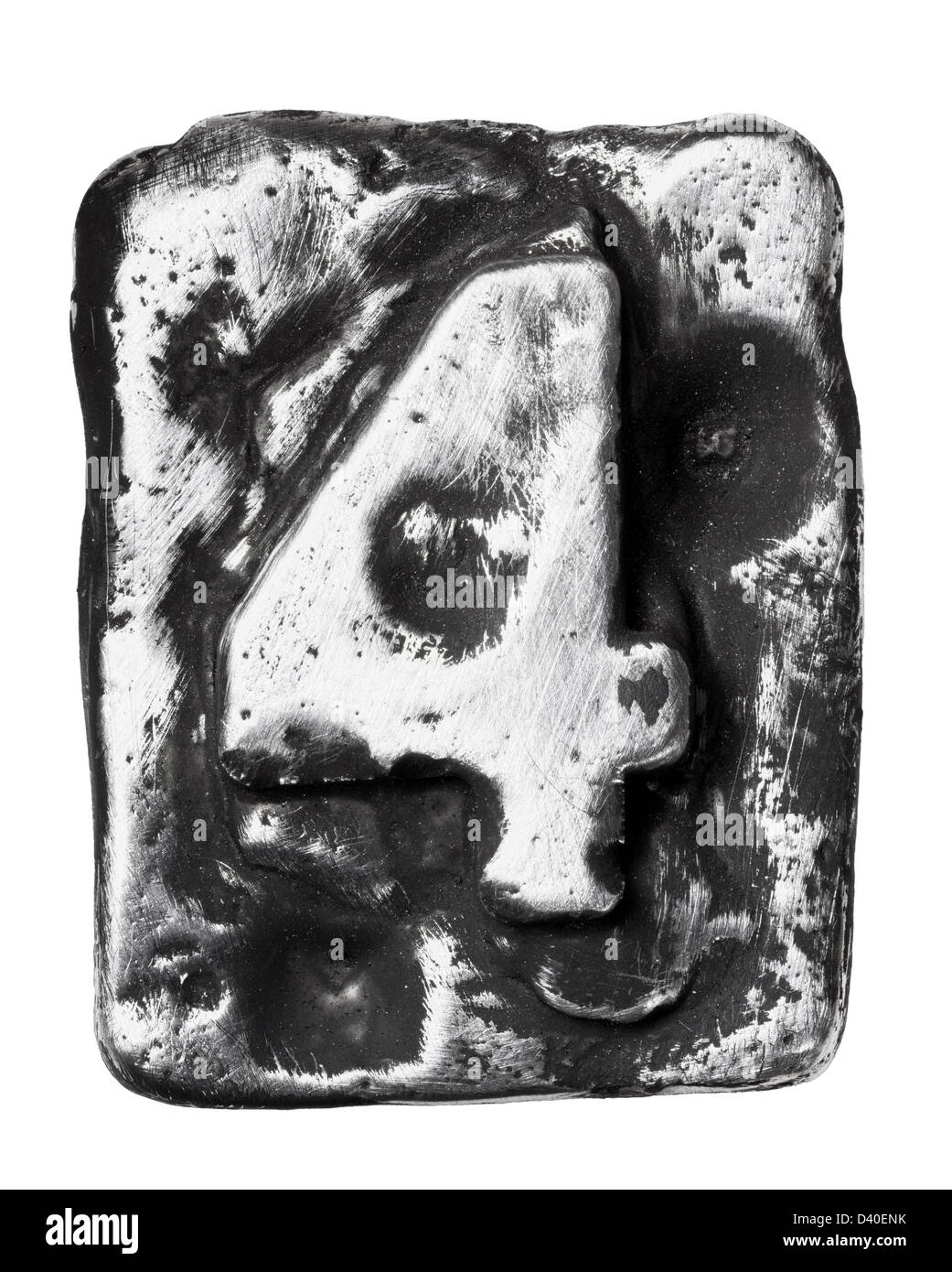 Metal alloy alphabet number 4 Stock Photo - Alamy